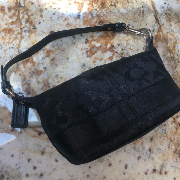 Coach | Bags | Coach Mini Purse Black Logo Print With Studded Handle A6 ...